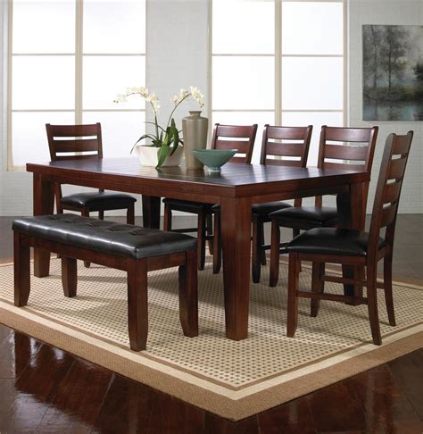 Crown Mark Bardstown Piece Dining Table Set W Chairs Bench Wayside Furniture Table