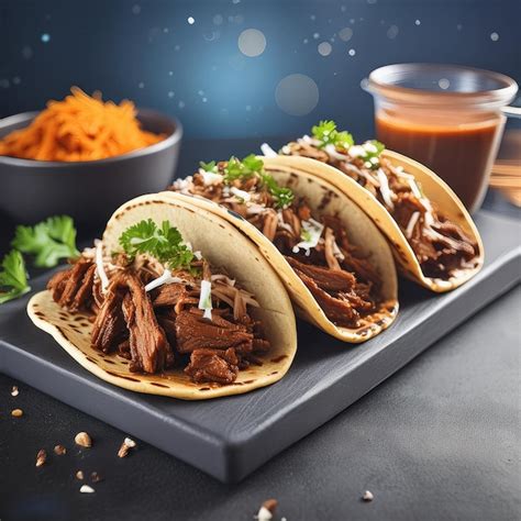 Premium Photo Cocoaspiced Pulled Pork Tacos On Restaurant Background