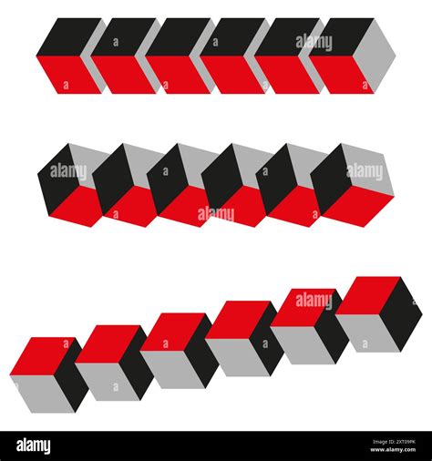 Isometric Cube Patterns Red Black And Gray 3d Geometric Design Abstract Vector Illustration