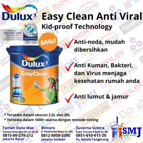 Promo Cat Tembok Interior Dulux Easy Clean Putih Kemasan Liter Diskon Di Seller Toko