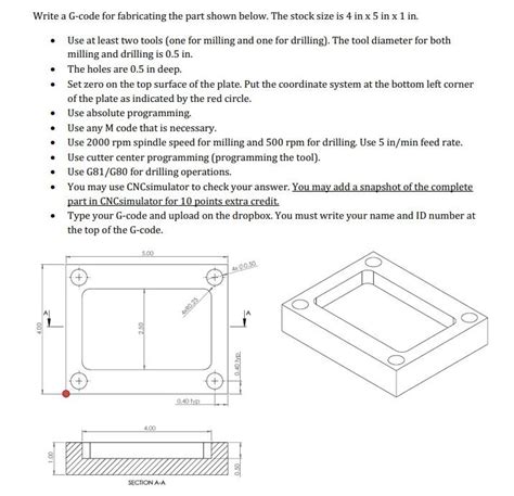 solved write a g code for fabricating the part shown below