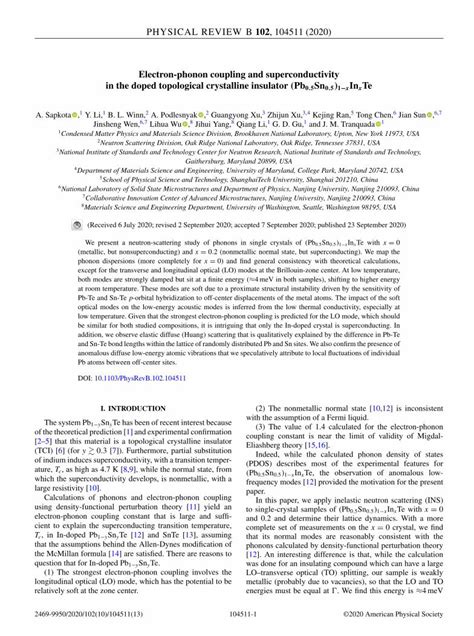 Pdf Electron Phonon Coupling And Superconductivity In The Dokumen Tips