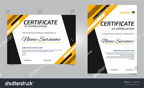 Certificate Appreciation Template Modern Clean Diploma Stock Vector