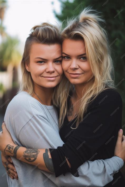 Premium Ai Image A Young Lesbian Couple Looking At The Camera While