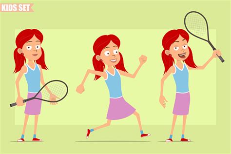 Kartun Datar Berambut Merah Karakter Vektor Set Ilustrasi Stok Unduh