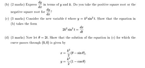Solved Satisfies The Differential Equation 1dxdy2yk2