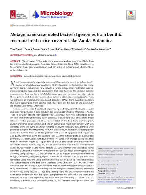 Pdf Metagenome Assembled Bacterial Genomes From Benthic Microbial Mats In Ice Covered Lake