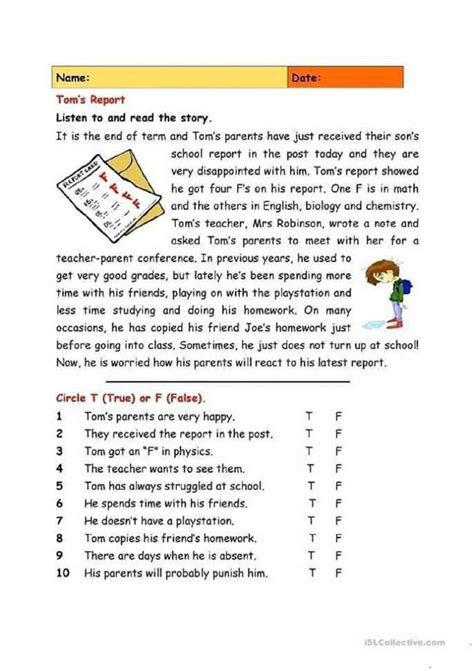 Reading Comprehension True Or False Worksheets Printable Template Free