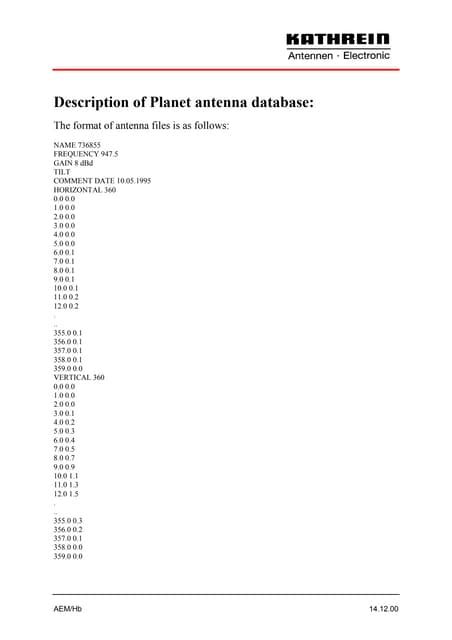 Description Of Planet Antenna Database Pdf
