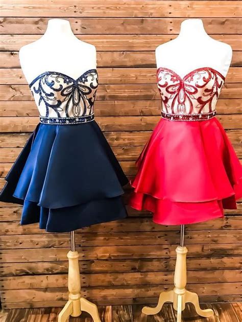 Cute Red Homecoming Dresses Aline Sweetheart Sparkly Short Prom Dress