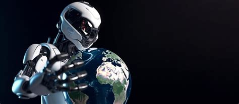 Premium Photo Robot Holding Planet Earth Cyborgs Rule The World Copy