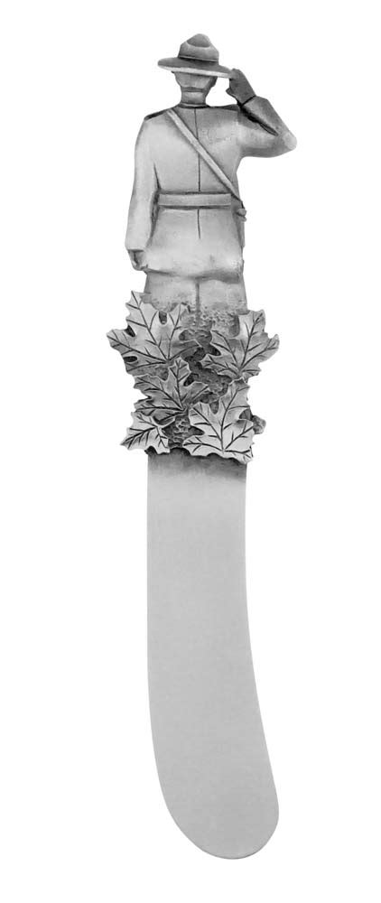 Rcmp Mountie Designed Spreader Knife Pewter Handle Steel Blade