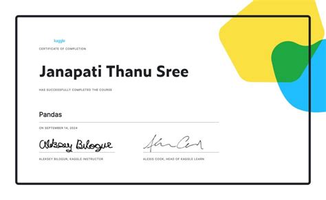 Earned Data Science Certification From Kaggle Thanu Sree Janapati