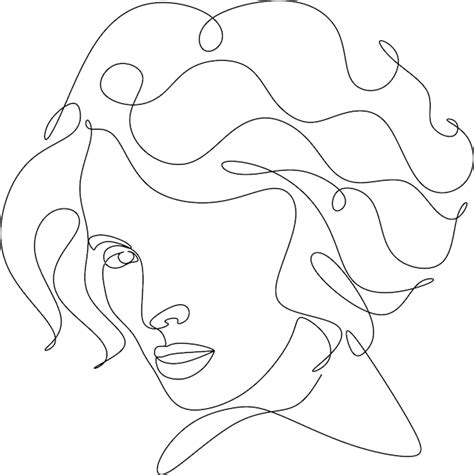 Dibujo De Línea Continua De Un Retrato Del Rostro De Una Hermosa Mujer