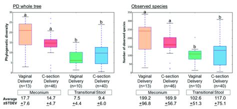 Bacterial Alpha Diversity In The Meconium And Transitional Stool By