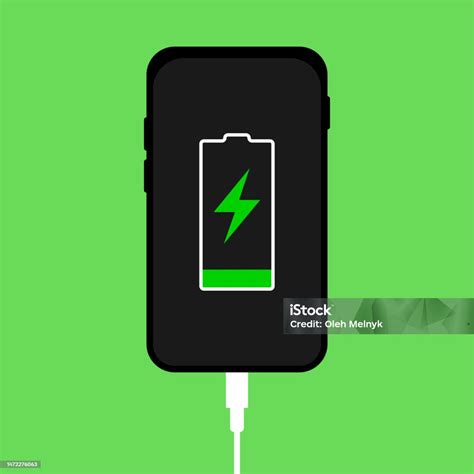 충전 전화 벡터 그림입니다 녹색 전화 배터리 아이콘입니다 에너지 표시 전화에 대한 스톡 벡터 아트 및 기타 이미지 전화 Usb 케이블 Usb 포트 Istock
