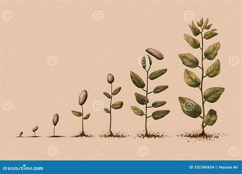 Journey Of Growth From Seed To Full Grown Plant Stock Illustration