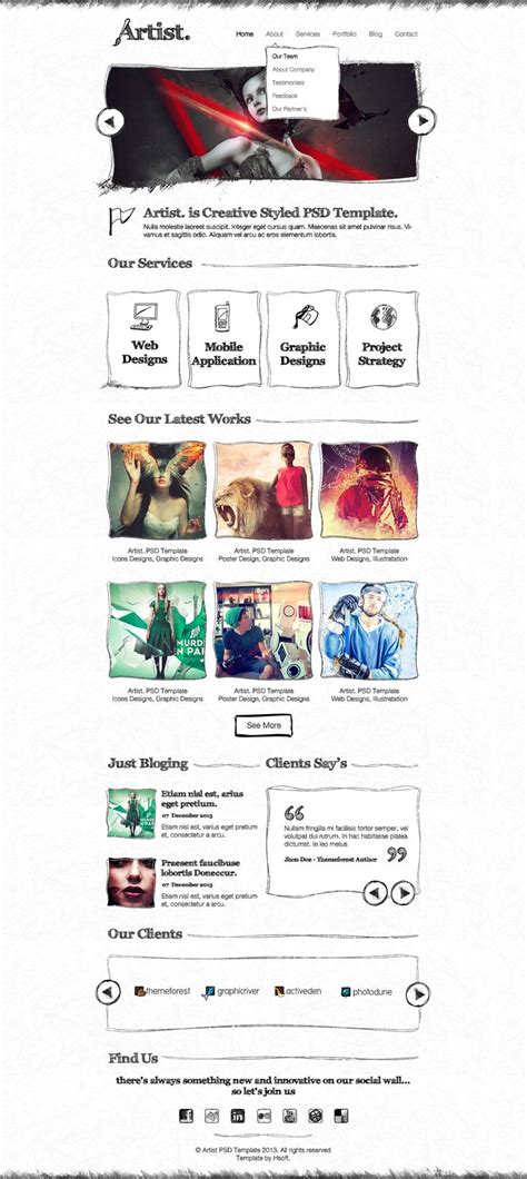 Artist Sketch Psd Template Artist Sketches Unique Web Design Web
