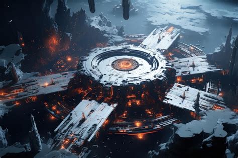 Premium Ai Image Futuristic Space Station In Orbit Generative Ai