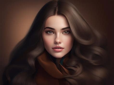 Premium Photo A Beautiful Young Woman With Long Brown Hair And Elegance