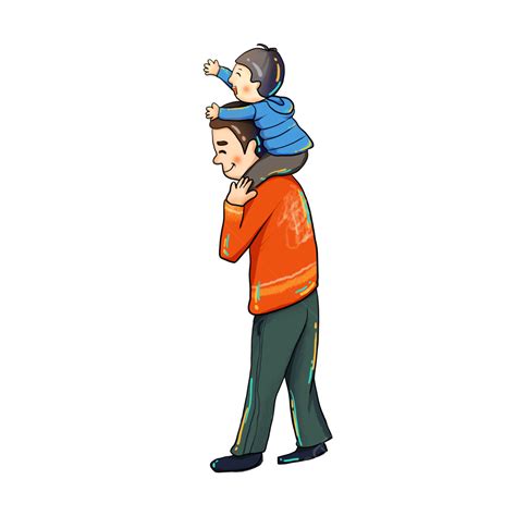 Ilustración Original Dibujado A Mano Padre Amor Personajes De Dibujos