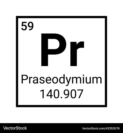 Praseodymium Chemical Atom Element Sign Symbol Vector Image