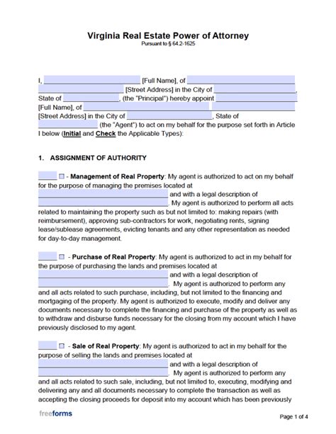Virginia Power Of Attorney Template