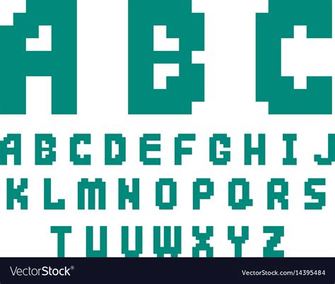 Pixel Retro Font Video Computer Game Design Bit Vector Image