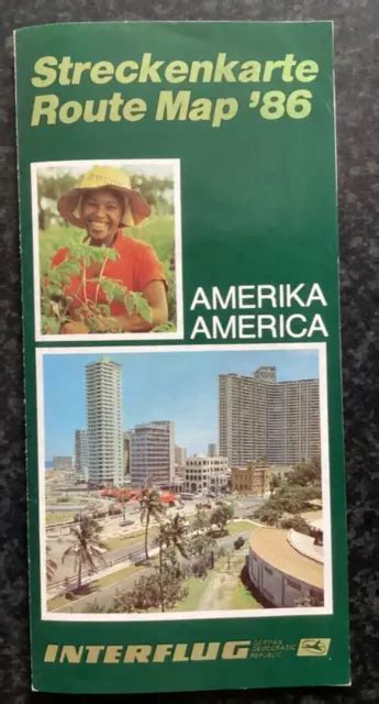 Streckenkarte Route Map Interflug Amerika Gdr Ddr 1986 Eur 10 00