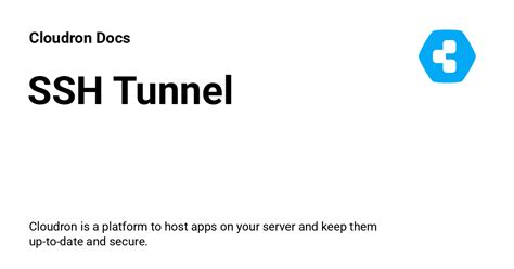 Ssh Tunnel Cloudron Docs