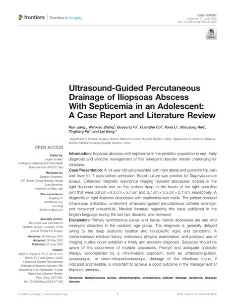 Pdf Ultrasound Guided Percutaneous Drainage Of Iliopsoas Abscess With