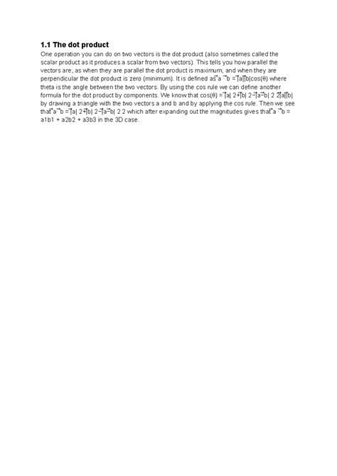 Dot Product Notes 1 The Dot Product One Operation You Can Do On Two