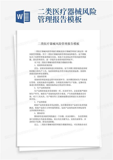 二类医疗器械风险管理报告word模板下载 编号lxwypzjp 熊猫办公