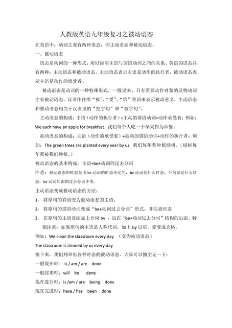 人教版九年级英语全册复习语法之被动语态 21世纪教育网