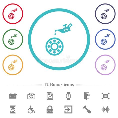 Oiler Can And Bearings Flat Color Icons In Circle Shape Outlines Stock Vector Illustration Of