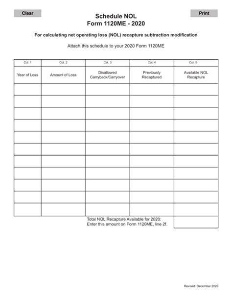 Form 1120me Schedule Nol 2020 Fill Out Sign Online And Download