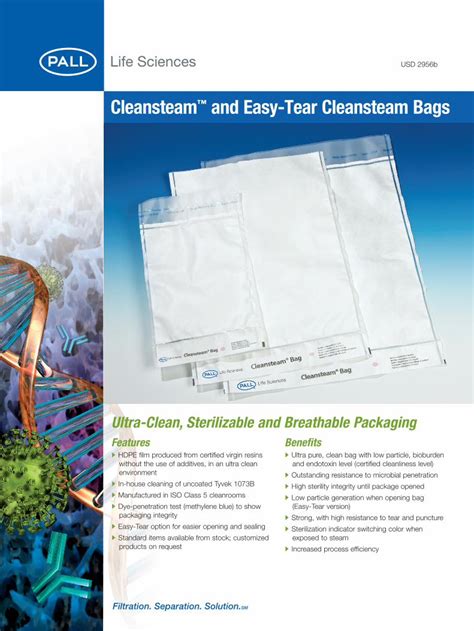 Pdf Cleansteam And Easy Tear Cleansteam Bags Pall Shop Dokumentips