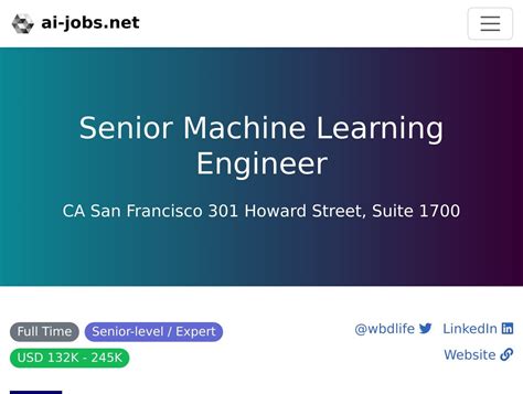 Hiring Senior Machine Learning Engineer In Ca San Francisco 301