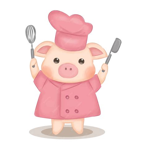 Premium Vector Cute Pig Chef Illustration For Nursery Decoration