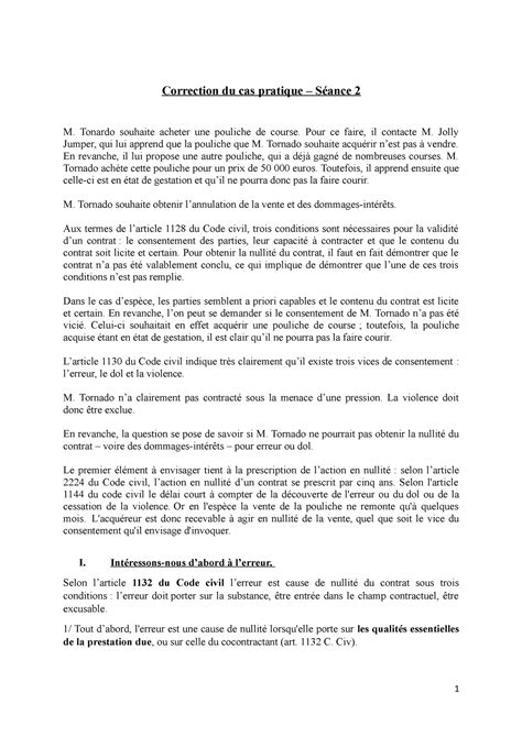 2021 Séance 2 correction cas pratique Correction du cas pratique