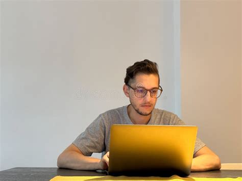 The Software Developer Is Focused On The Work Front View Stock Image