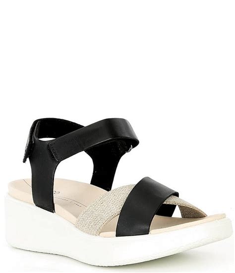 Ecco Flowt Leather Wedge Platform Sandals Dillards