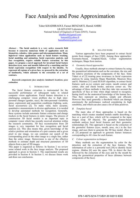 PDF Face Analysis And Pose Approximation