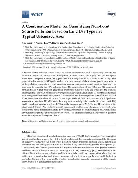 Pdf A Combination Model For Quantifying Non Point Source Pollution Based On Land Use Type In A