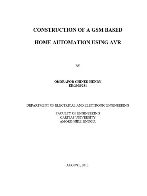 Construction Of A Gsm Based Home Automation Using Avr Pdf Transformer Relay