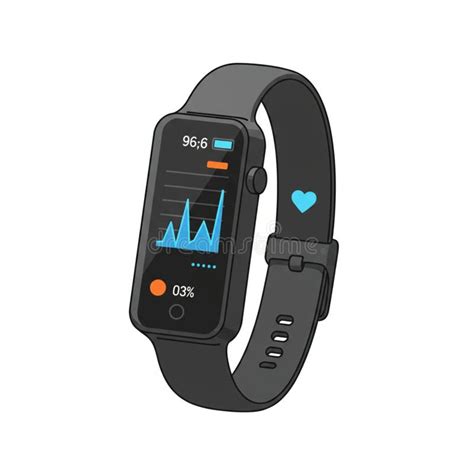 Smartwatch With A Rectangular Black Screen Displaying Blue And Orange Graphs Stock Illustration