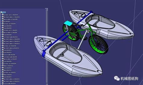 【海洋船舶】自行车改装的双体小船3d数模图纸 Step格式船舶海洋 仿真秀干货文章