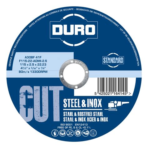 Duro Abrasive Cutting Disk For Steel And Inox 115mm
