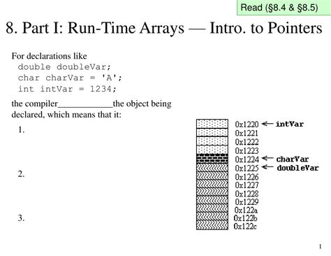 Ppt Part I Run Time Arrays Intro To Pointers Powerpoint