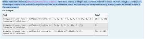 solved write a static method named getpositiveevens int []
